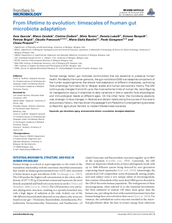 (PDF) From lifetime to evolution: timescales of human gut microbiota ...