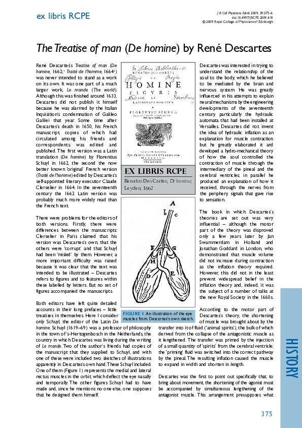 (PDF) The Treatise of man (De homine) by René Descartes