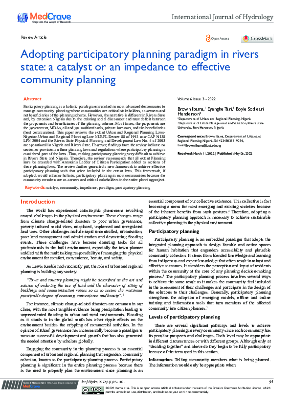 (PDF) Adopting participatory planning paradigm in rivers state: a ...