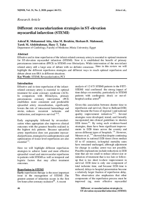 (PDF) Different revascularization strategies in ST-elevation myocardial infarction (STEMI)