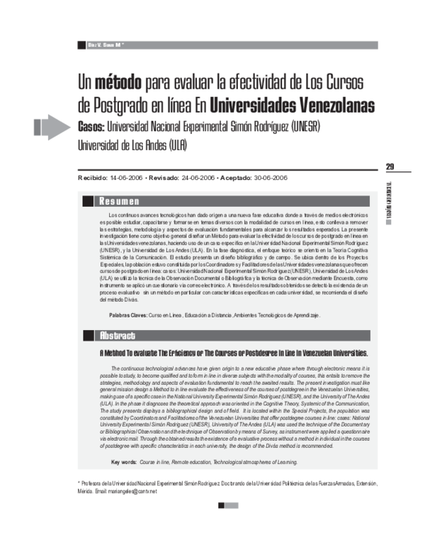 (PDF) Un método para evaluar la efectividad de los cursos de postgrado en línea en universidades ...