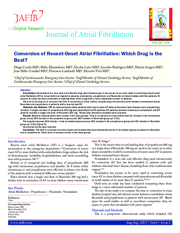 (PDF) Conversion of Recent-Onset Atrial Fibrillation: Which Drug is the ...