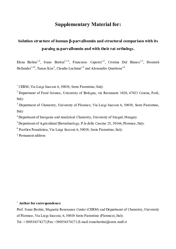 (PDF) Solution Structure of Human β-Parvalbumin and Structural ...