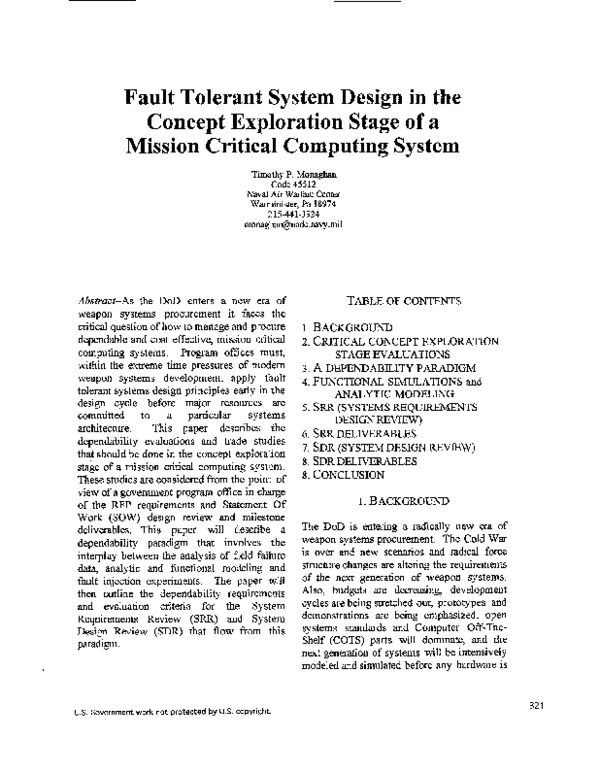 (PDF) Fault tolerant system design in the concept exploration stage of ...