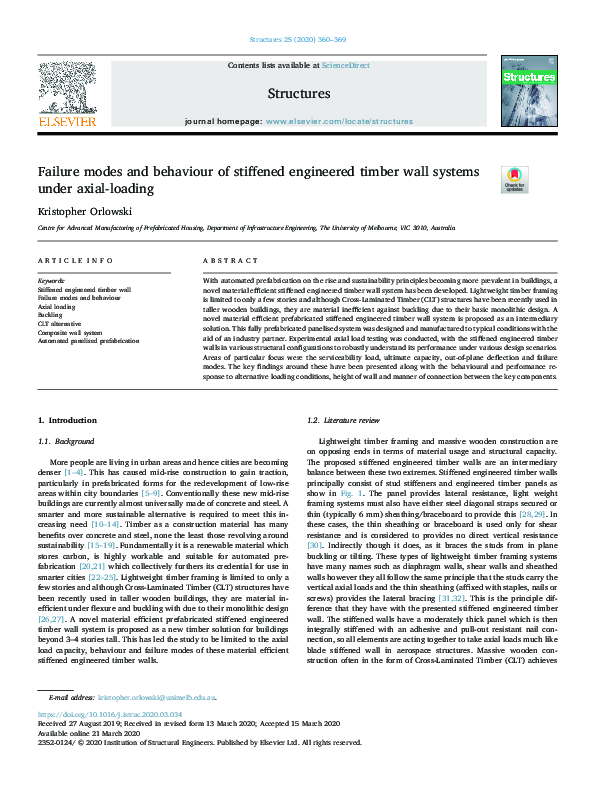 (PDF) Failure modes and behaviour of stiffened engineered timber wall ...