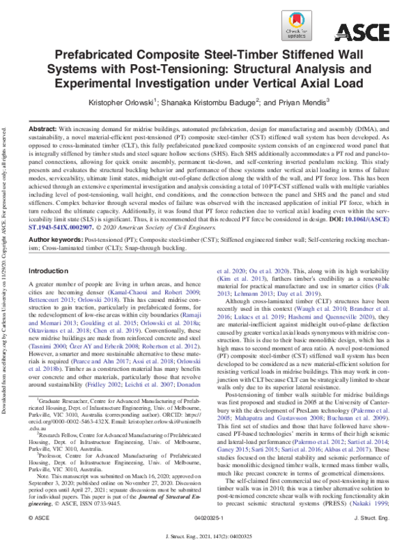 (PDF) Prefabricated Composite Steel-Timber Stiffened Wall Systems with ...