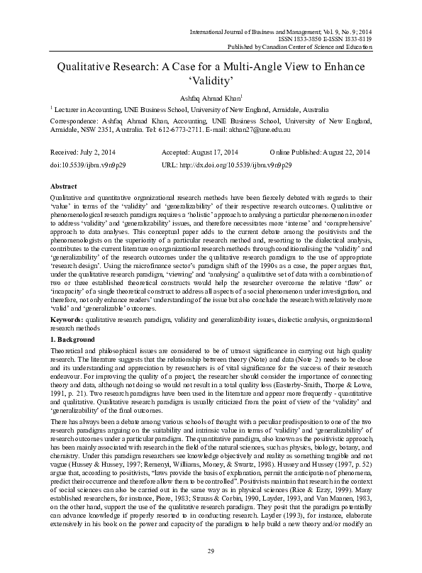 (PDF) Qualitative Research: A Case for a Multi-Angle View to Enhance ‘Validity’