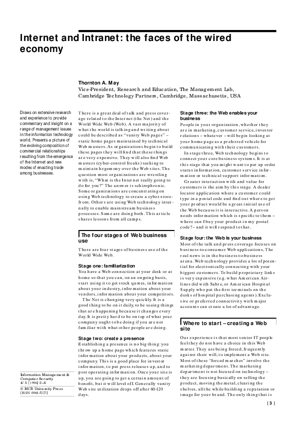 (PDF) Internet and Intranet: the faces of the wired economy