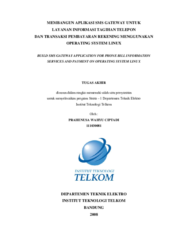 (PDF) Membangun Aplikasi SMS Gateway Untuk Layanan Informasi Tagihan Telepon Dan Transaksi ...