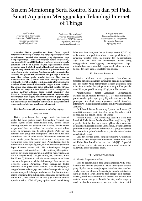 (PDF) Sistem Monitoring Serta Kontrol Suhu dan pH Pada Smart Aquarium ...