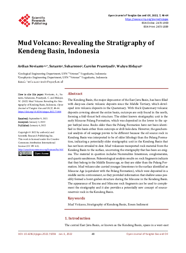(PDF) Mud Volcano: Revealing the Stratigraphy of Kendeng Basin, Indonesia