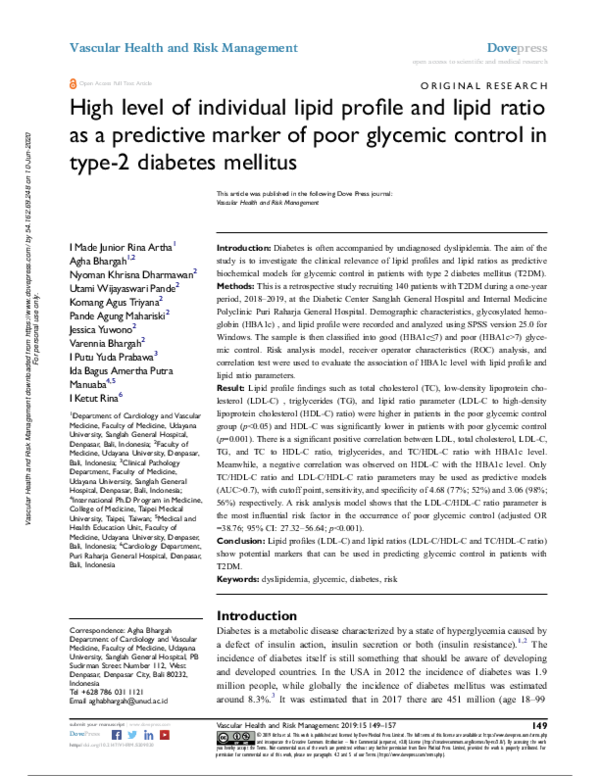 (PDF) High level of individual lipid profile and lipid ratio as a ...