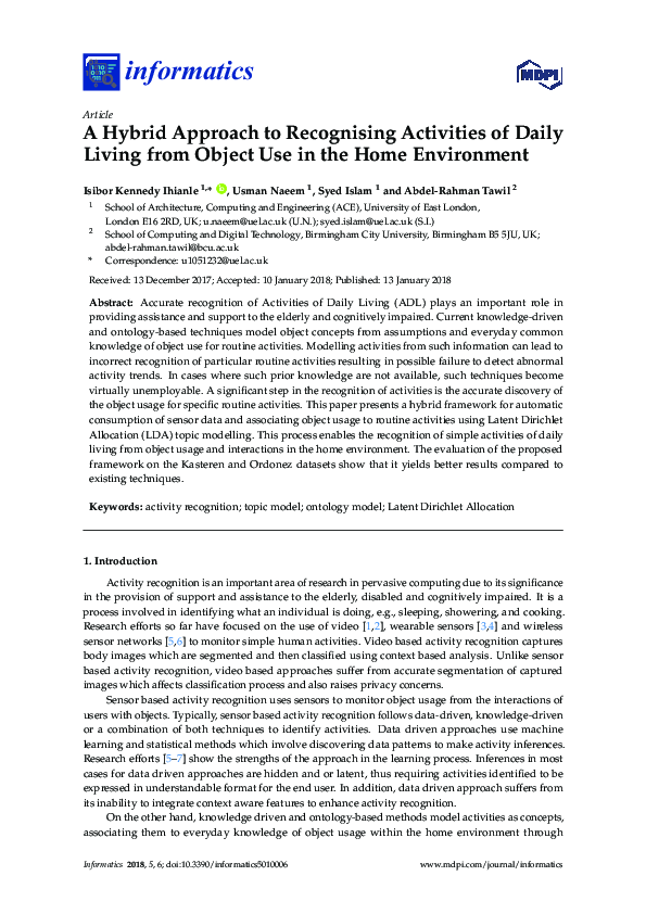 (PDF) A Hybrid Approach to Recognising Activities of Daily Living from Object Use in the Home ...