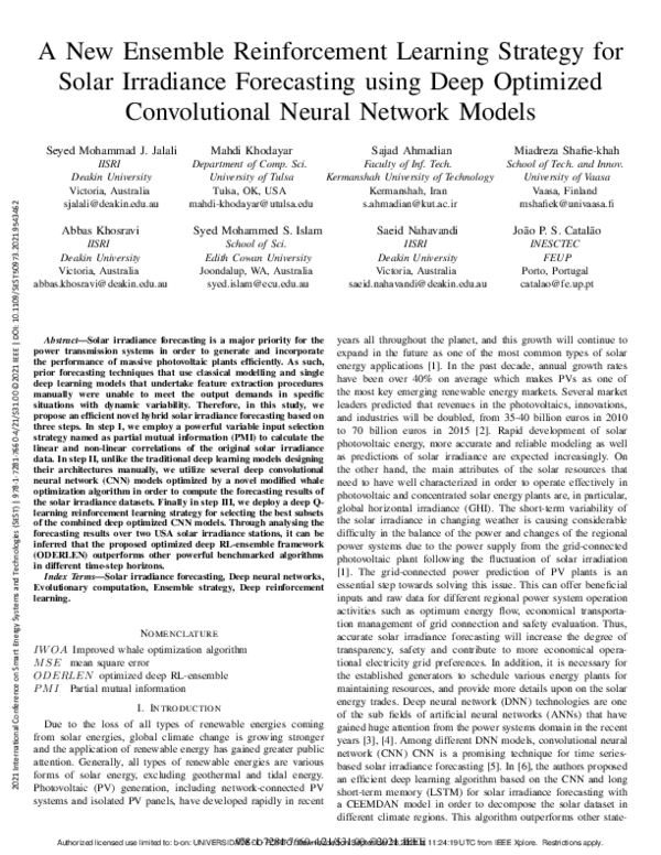 (PDF) A New Ensemble Reinforcement Learning Strategy for Solar ...