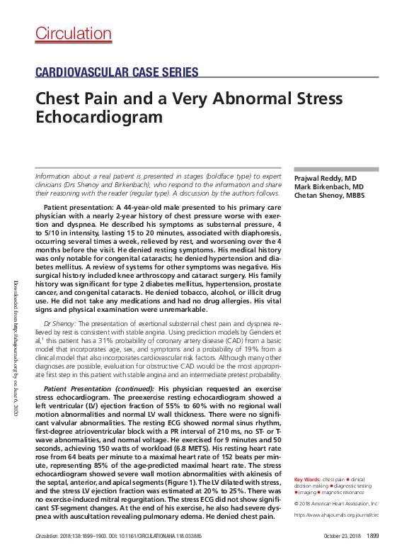 (PDF) Chest Pain and a Very Abnormal Stress Echocardiogram | Prajwal ...