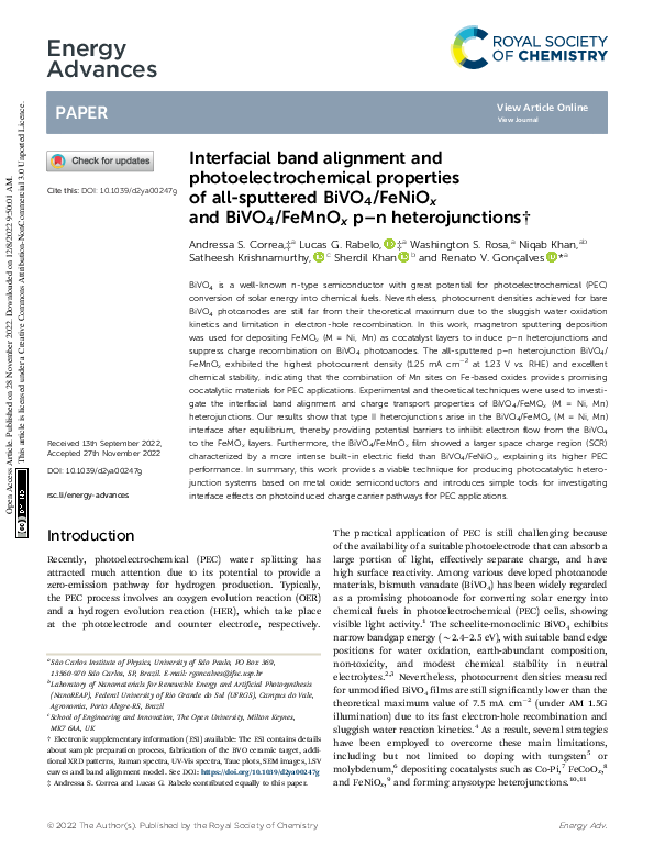 (PDF) Interfacial band alignment and photoelectrochemical properties of ...