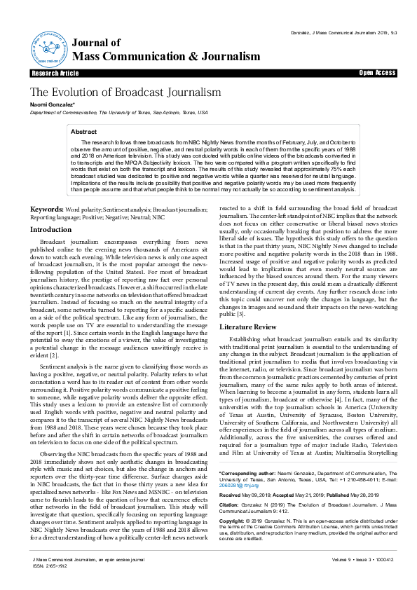(PDF) The Evolution of Broadcast Journalism