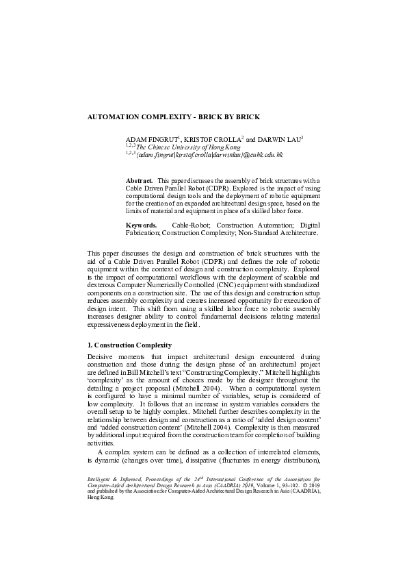 (PDF) Automation Complexity - Brick By Brick
