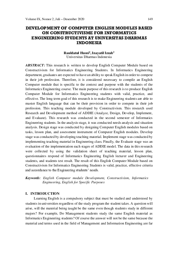 (PDF) Development of Computer English Modules Based on Constructivisme ...