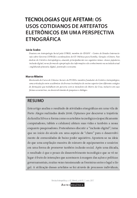 (PDF) Tecnologias que afetam: os usos cotidianos dos artefatos eletr nicos em uma perspectiva ...