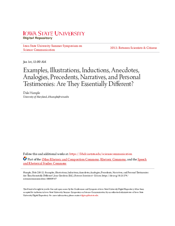 (PDF) Examples, Illustrations, Inductions, Anecdotes, Analogies ...