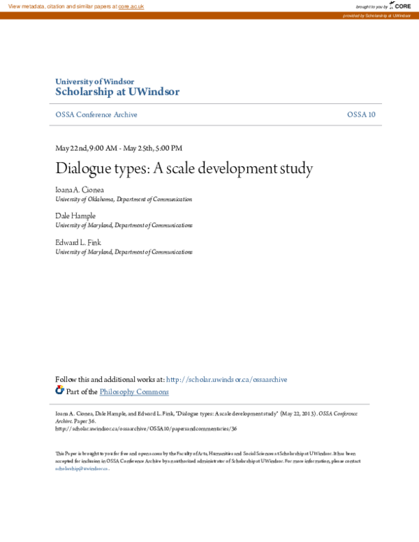 (PDF) Dialogue types: A scale development study