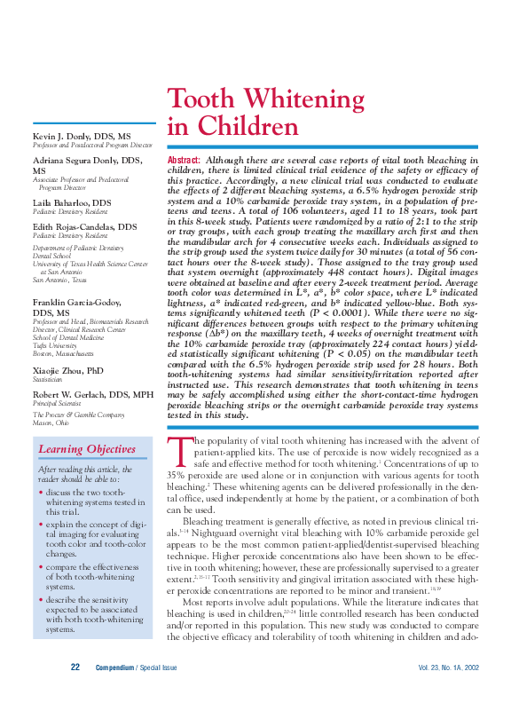 (PDF) Tooth Whitening in Children