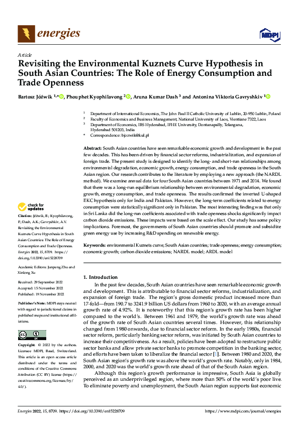 (PDF) Revisiting the Environmental Kuznets Curve Hypothesis in South ...