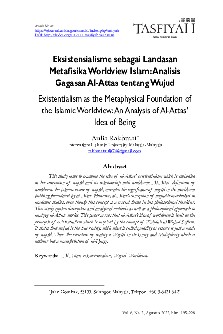 (PDF) Eksistensialisme sebagai Landasan Metafisika Worldview Islam: Analisis Gagasan Al-Attas ...