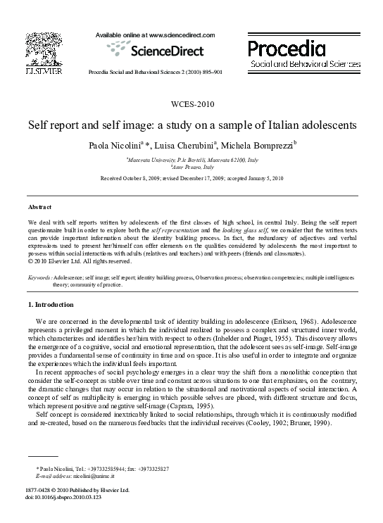 (PDF) Self report and self image: a study on a sample of Italian ...