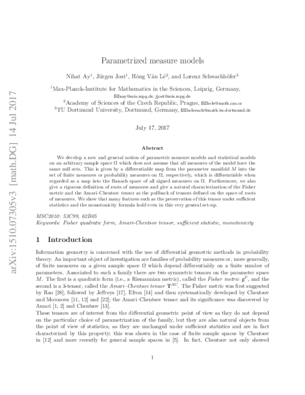 (PDF) Parametrized measure models | Vân Lê - Academia.edu
