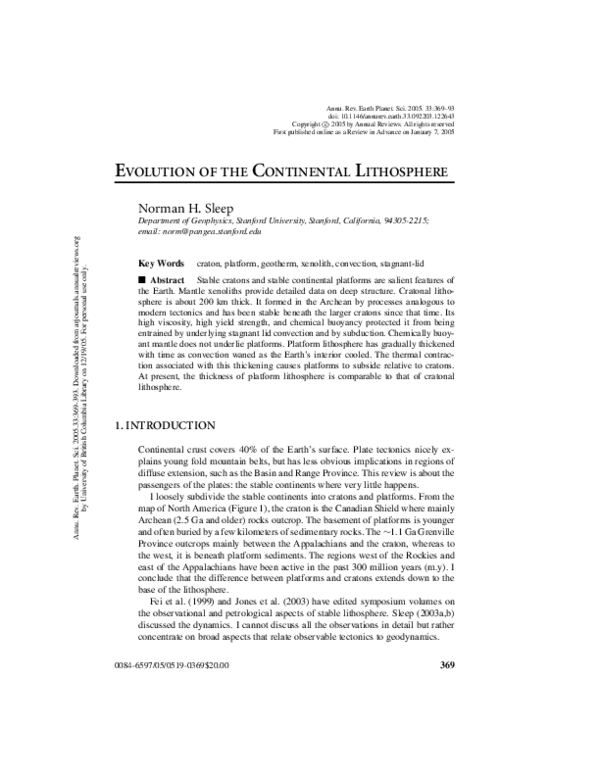 (PDF) Evolution of the Continental Lithosphere