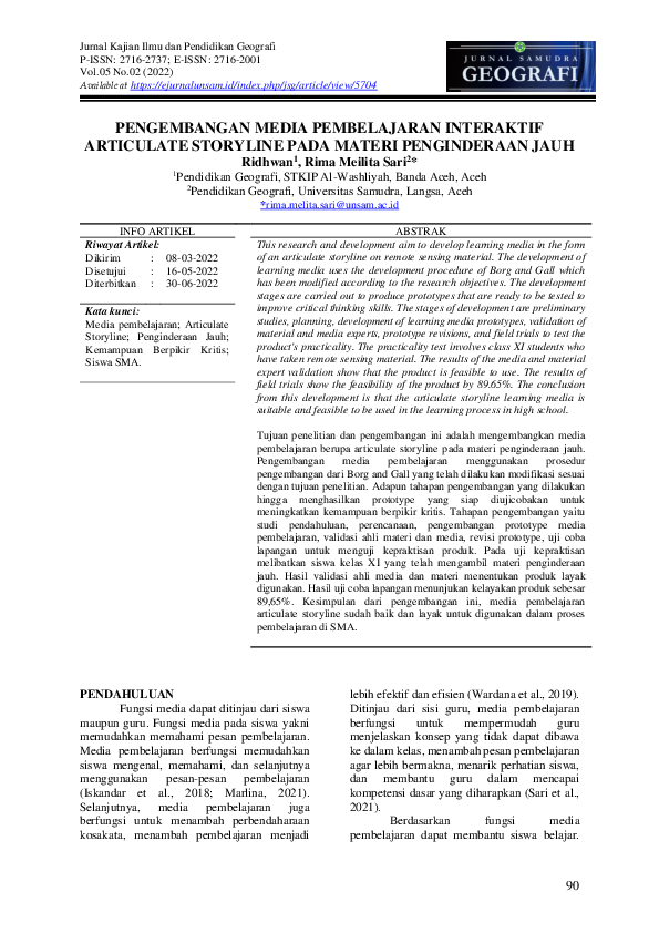 (PDF) Pengembangan Media Pembelajaran Interaktif Articulate Storyline Pada Materi Penginderaan Jauh