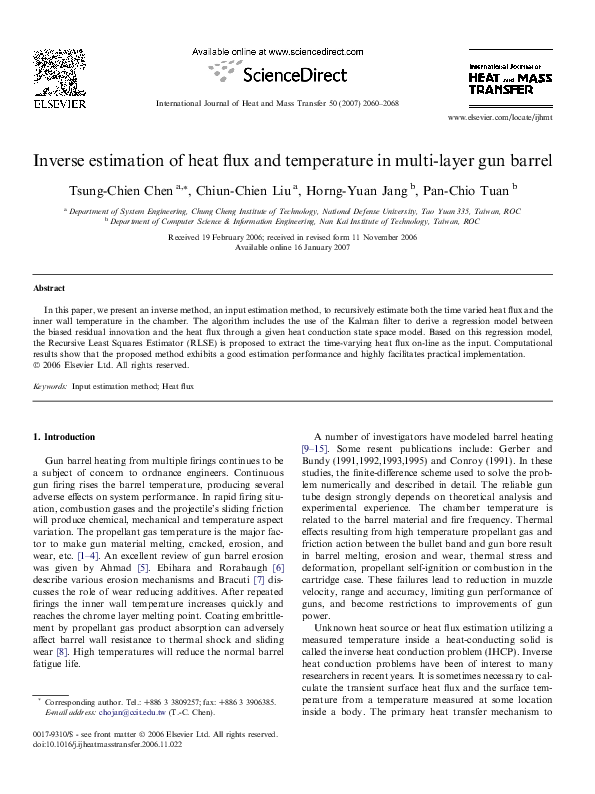 (PDF) Inverse estimation of heat flux and temperature on nozzle throat-insert inner contour