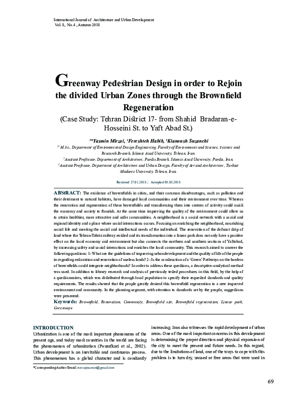 (PDF) Greenway Pedestrian Design in order to Rejoin the divided Urban ...