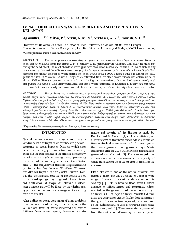 (PDF) Impact of Flood on Waste Generation and Composition in Kelantan
