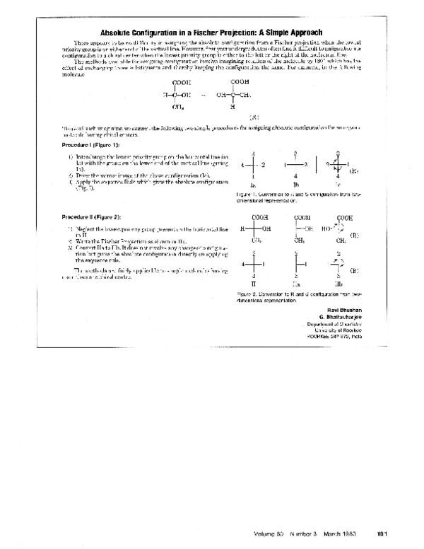 (PDF) Absolute configuration in a Fischer projection: a simple approach