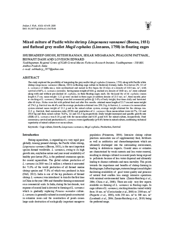(PDF) Mixed culture of Pacific white shrimp Litopenaeus vannamei (Boone ...