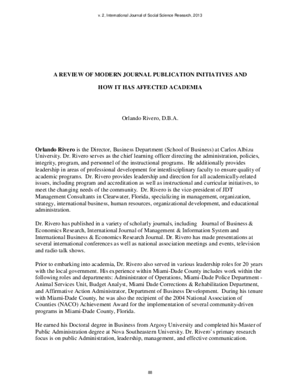 (PDF) A Review of Modern Journal Publication Initiatives and How It Has ...