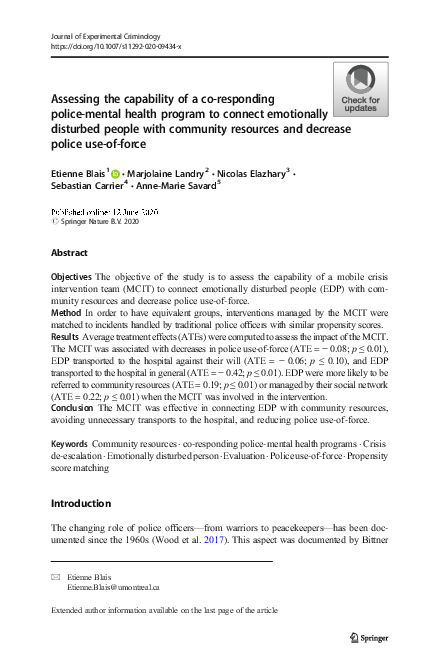 (PDF) Assessing the capability of a co-responding police-mental health ...