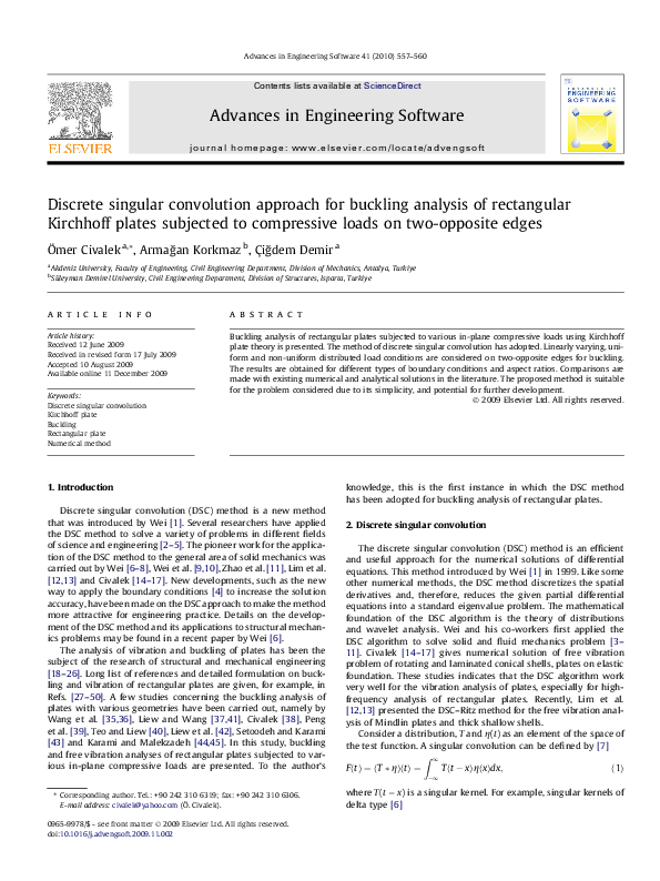 (PDF) Discrete singular convolution approach for buckling analysis of rectangular Kirchhoff ...