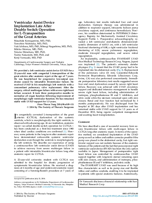 (PDF) Implantation Late After Double Switch Operation for L ...