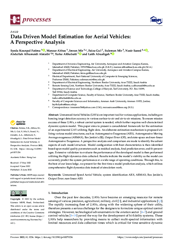 (PDF) Data Driven Model Estimation for Aerial Vehicles: A Perspective ...