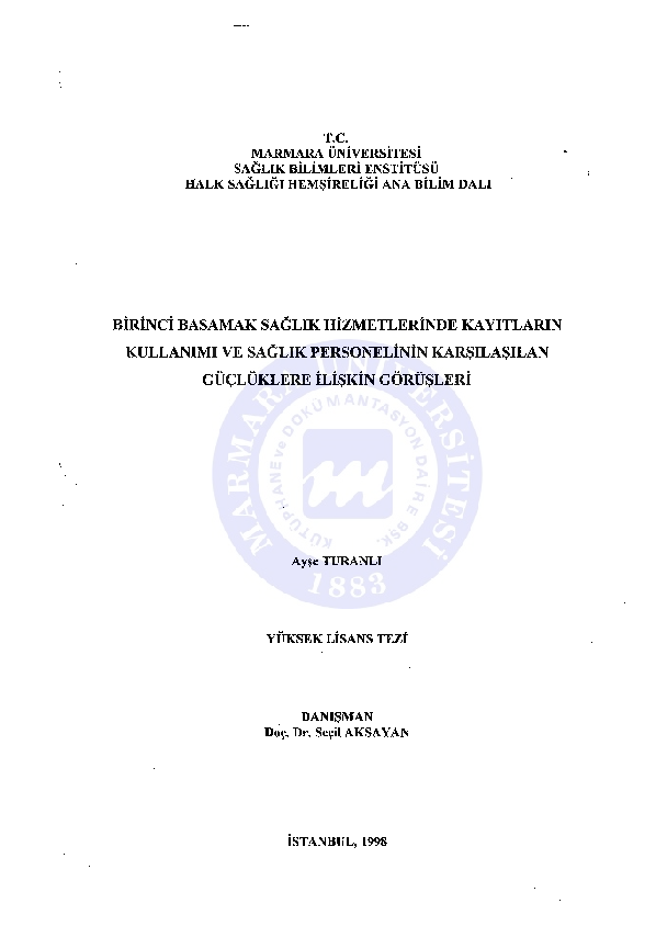 (PDF) Birinci basamak saglık hizmetlerinde kayıtların kullanımı ve ...