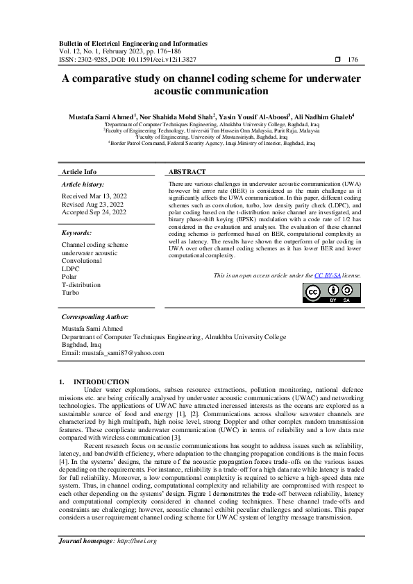 (PDF) A comparative study on channel coding scheme for underwater ...