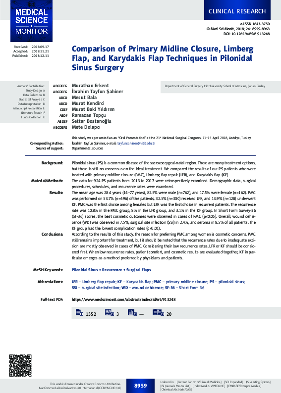 (PDF) Comparison of Primary Midline Closure, Limberg Flap, and ...