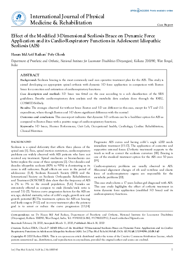 (PDF) Effect of the Modified 3-Dimensional Scoliosis Brace on Dynamic ...