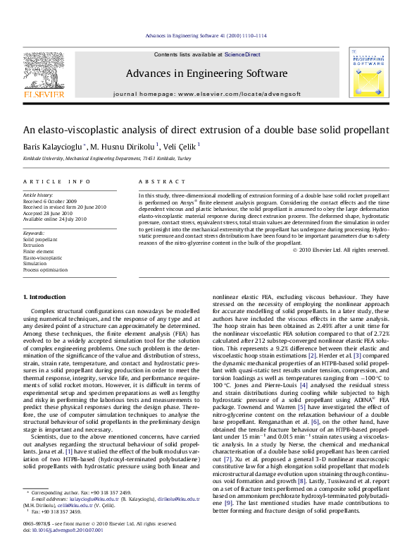 (PDF) An elasto-viscoplastic analysis of direct extrusion of a double ...