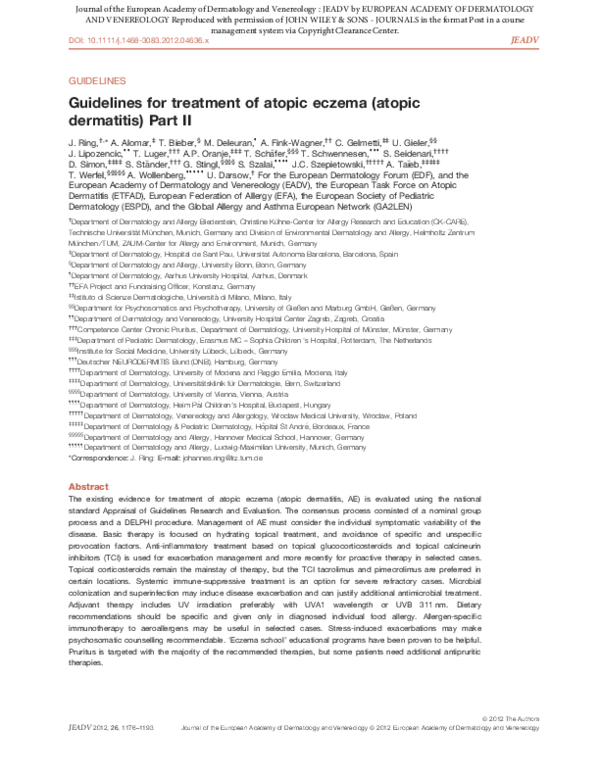 (PDF) Guidelines for treatment of atopic eczema (atopic dermatitis) Part II