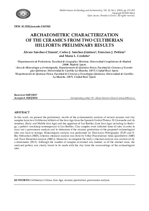(PDF) Archaeometric Characterization Of The Ceramics From Two ...
